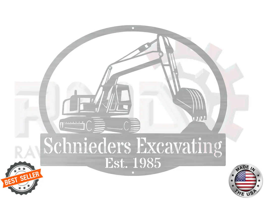 Personalized Excavator Sign – Raw Metal Designs