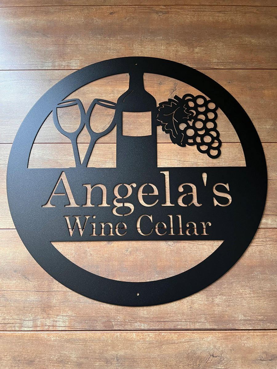 Personalized Round Wine/Grape Sign – Raw Metal Designs